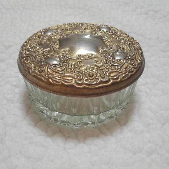 Other | Vintage Glass Powder Dish With Mirrored Lid | Poshmark